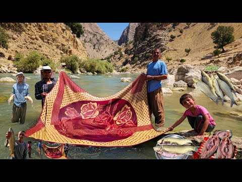 🎣 Fishing in the clear waters of the Zagros Mountains | 🏞 Washing carpets in nomadic style 🌊