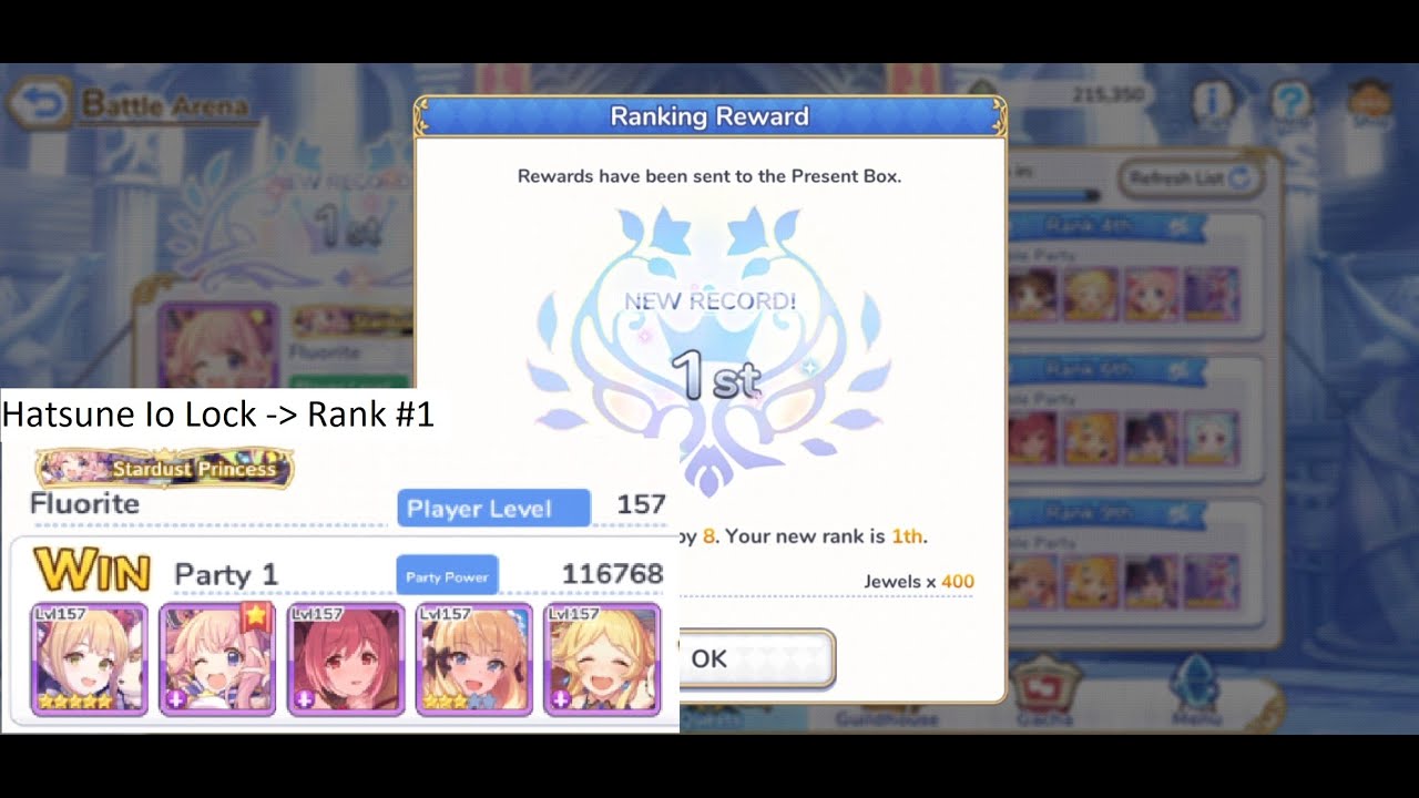 [Princess Connect] Arena - Rank #1 ft. The Hatsune Io Lock strategy ...