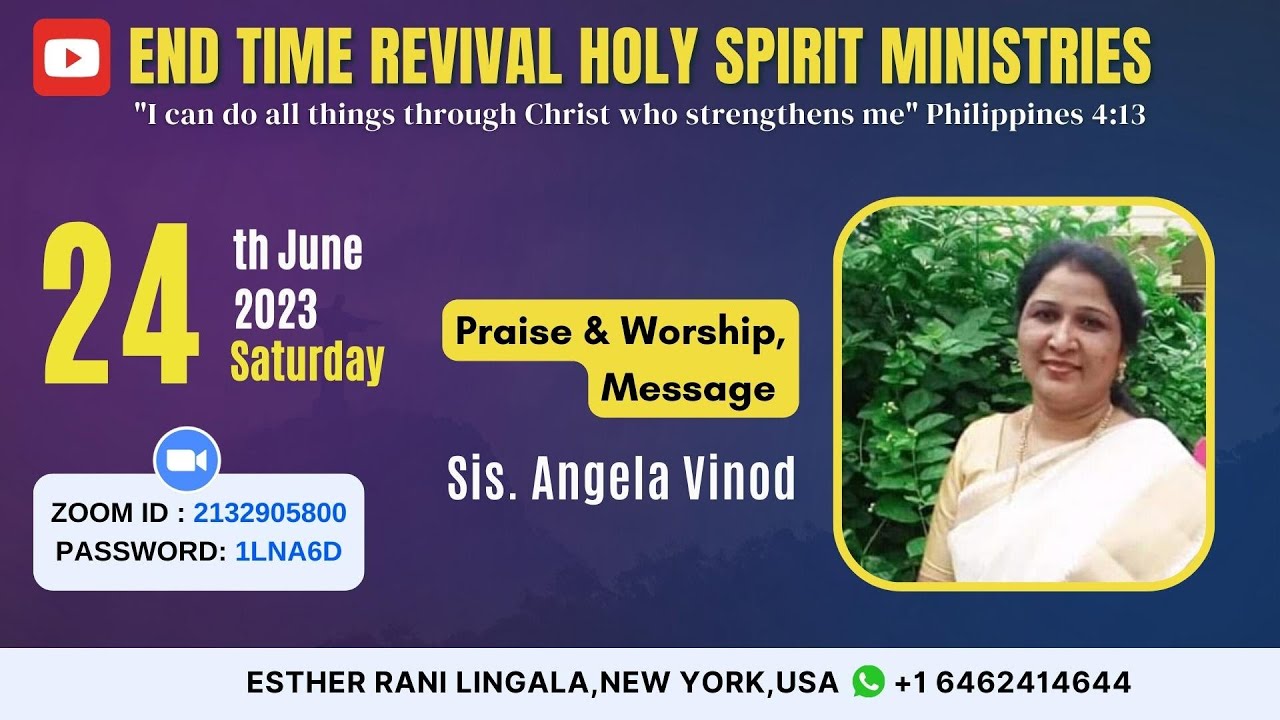 End Time Revival - Holy Spirit Ministries - 24th, June - 2023 Zoom ...