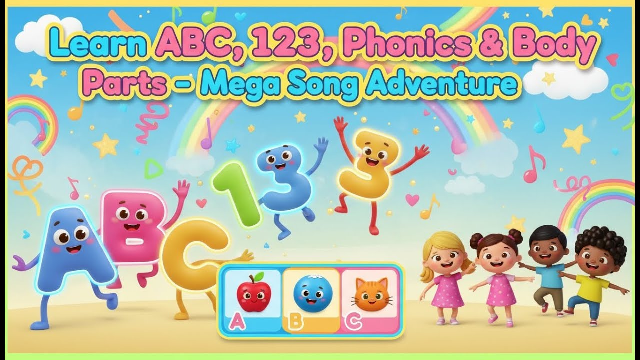 Learn ABC, 123, Colors, Shapes, Phonics, Animals & Body Parts Kids ...