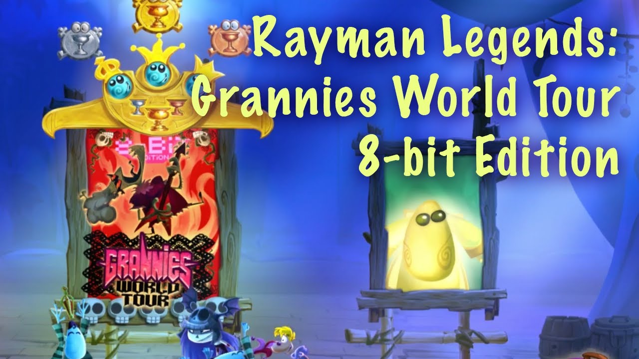 Rayman Legends - Grannies World Tour 8-bit Edition. Legendary Musical Level + Golden Glowing ...
