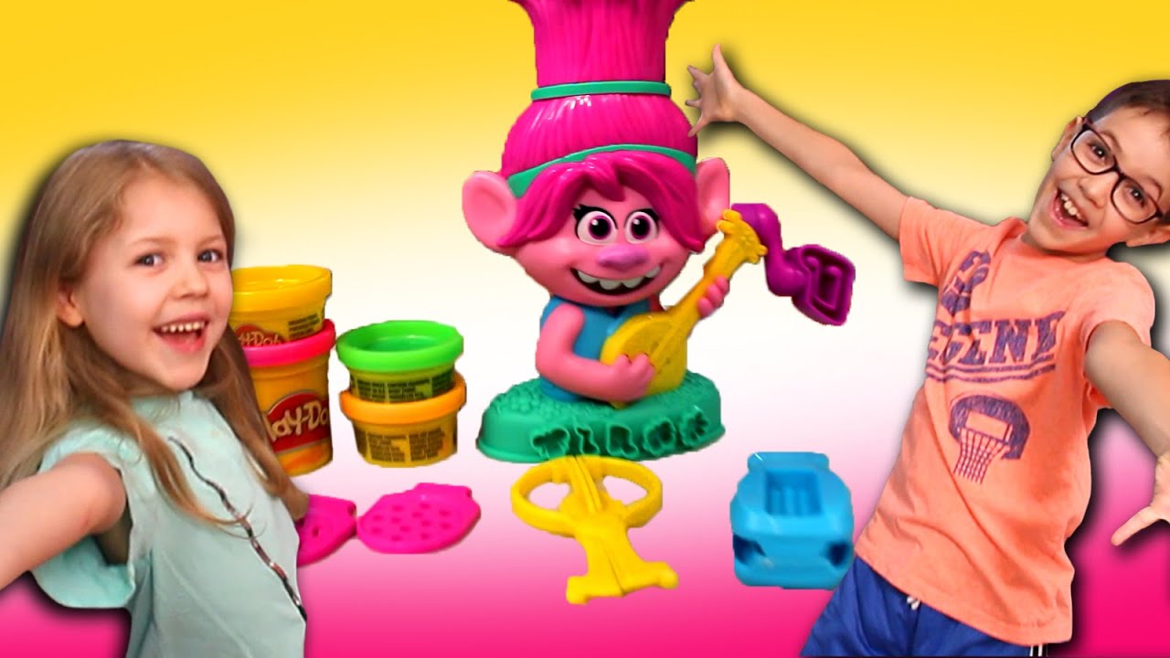 Trolls World Tour Playdoh Toy Review - D&J play Playdoh and cut daddy's ...