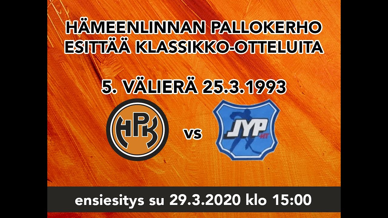 Kerho-klassikko HPK - JYP HT (5. välierä) 25.3.1993 - YouTube