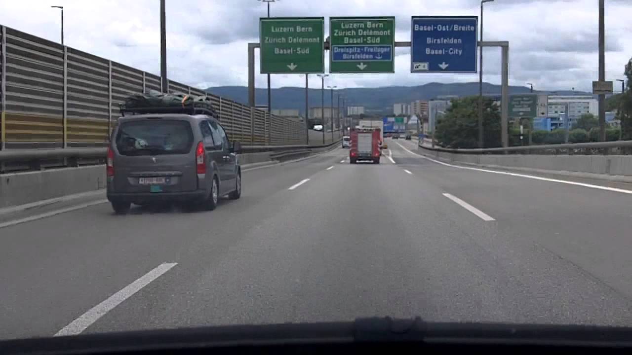 Basel by Motorway - French border towards Zurich - YouTube