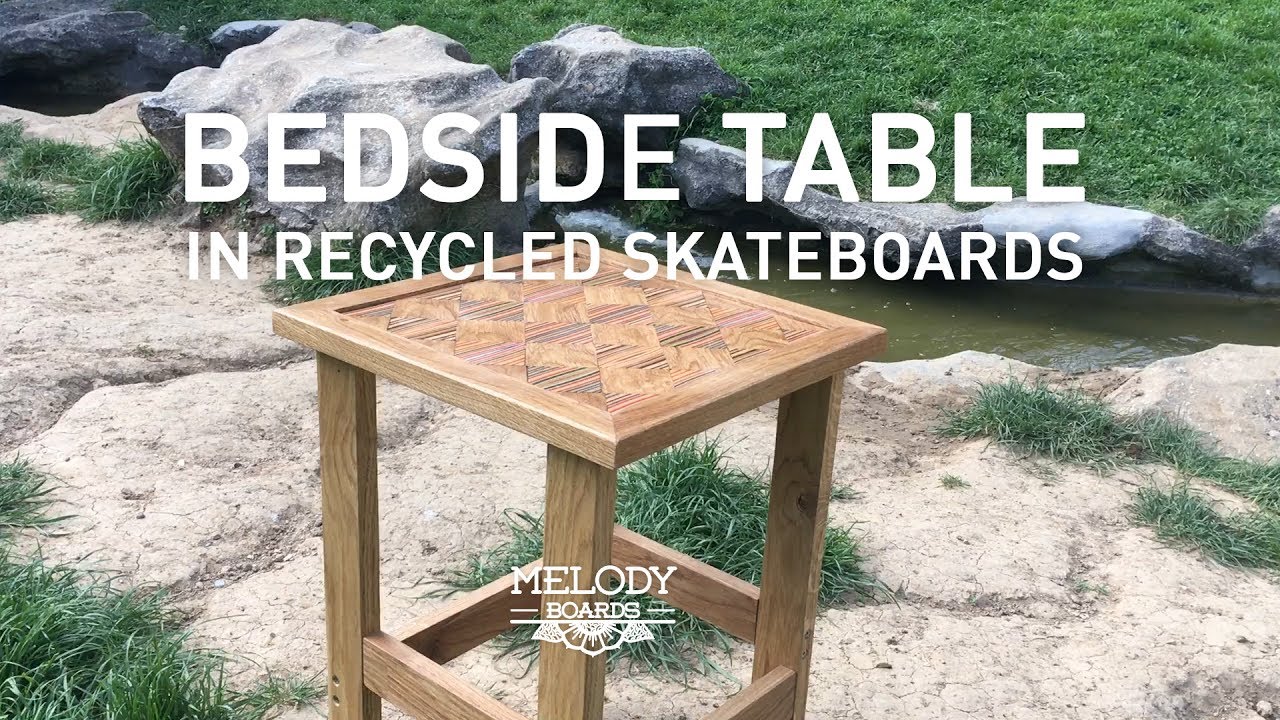 Bedside table in recycled skateboards - YouTube
