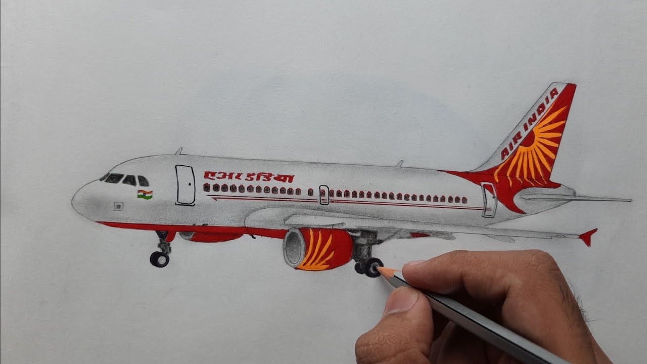 Sketching an AIR INDIA aircraft!! How to draw a aircraft- timelapse ...