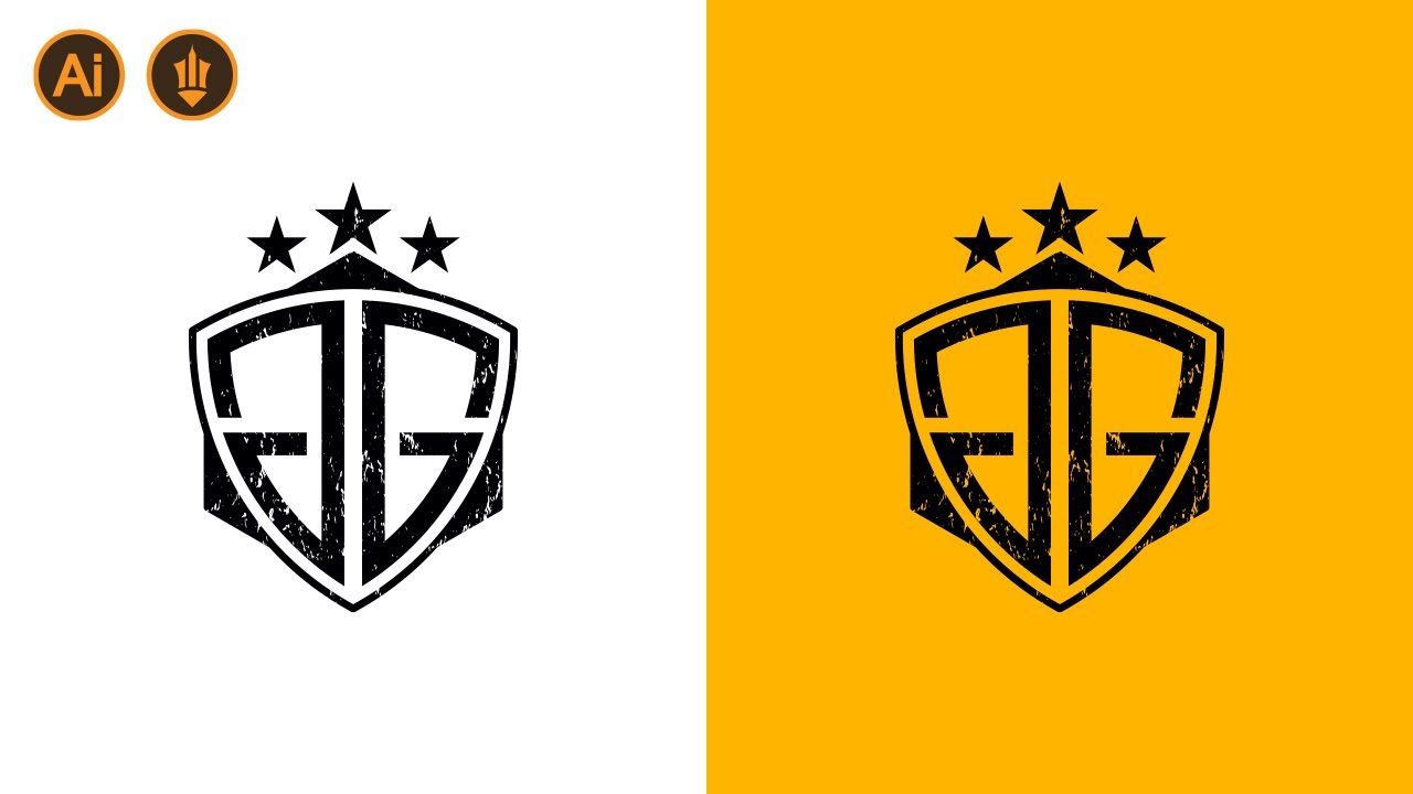 How To Create Monogram Logo In Shield Shape | Adobe Illustrator Logo ...