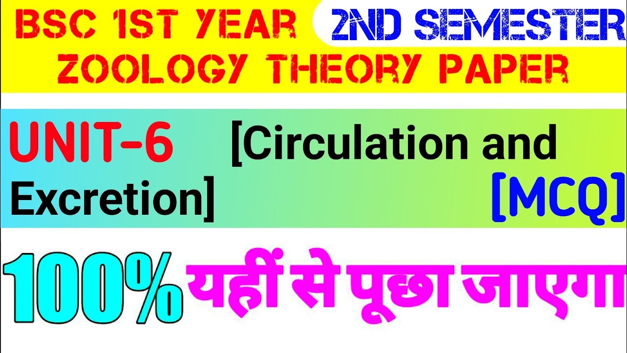 BSc 2nd semester Zoology Unit-6 imp mcq।Bsc 2nd semester zoology Unit-6 ...