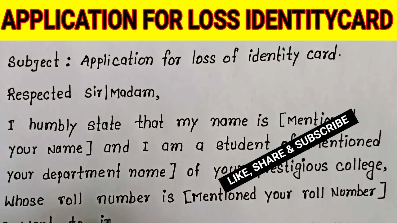 Write English application for loss IdentityCard Loss Identity card ...