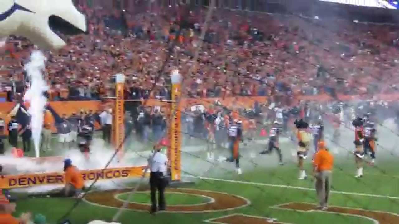 Denver Broncos coming out of the tunnel before Peyton Manning's record ...