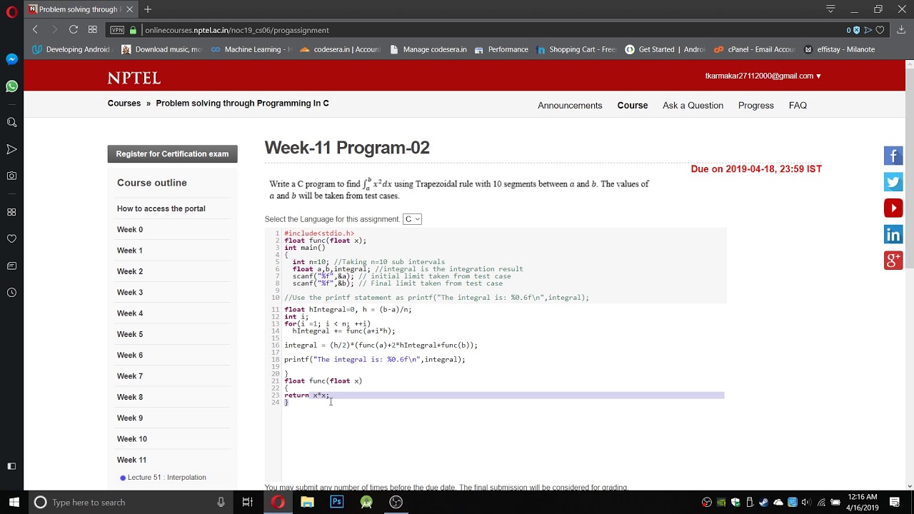 NPTEL Problem solving through C Week-11 program -1,2,3 SOLVED - YouTube