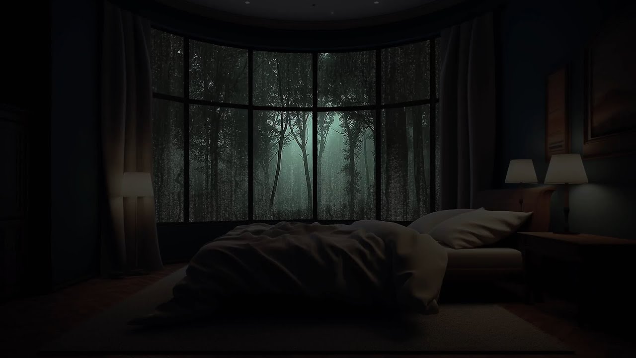 Rainy Night with Cozy Bed - Falling Into a Deep Sleep In a Small Room ...