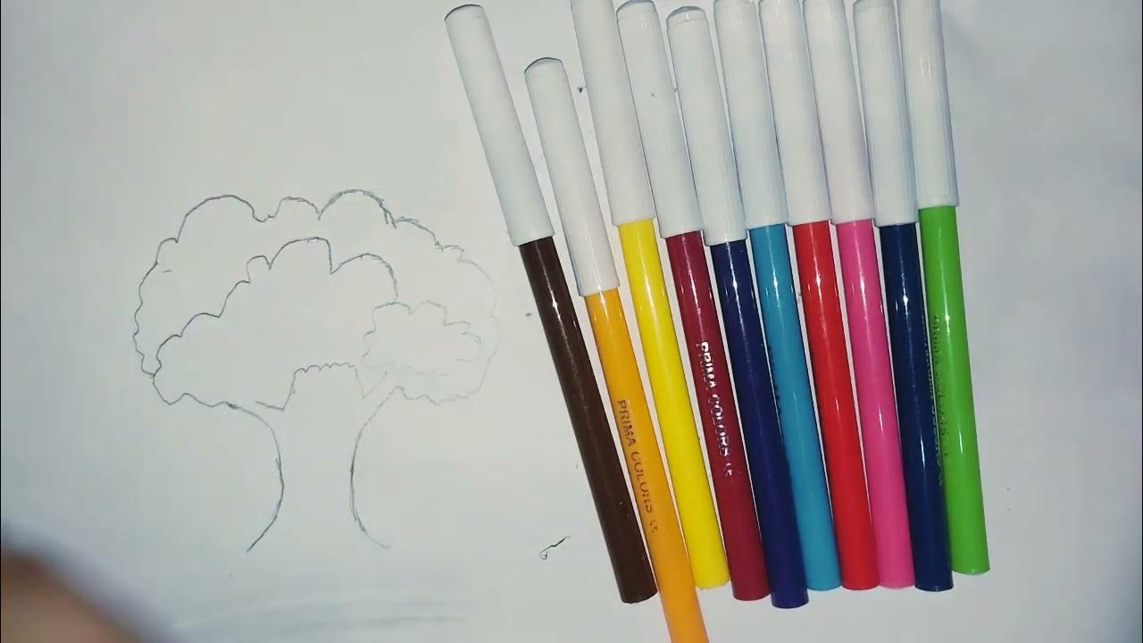 رسم شجره/رسم سهل للمبتدئين/طريقة رسم شجره - YouTube