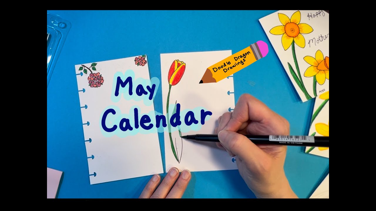 May Bullet Journal Calendar Pages with TULIPS, CHERRY BLOSSOMS, and ...