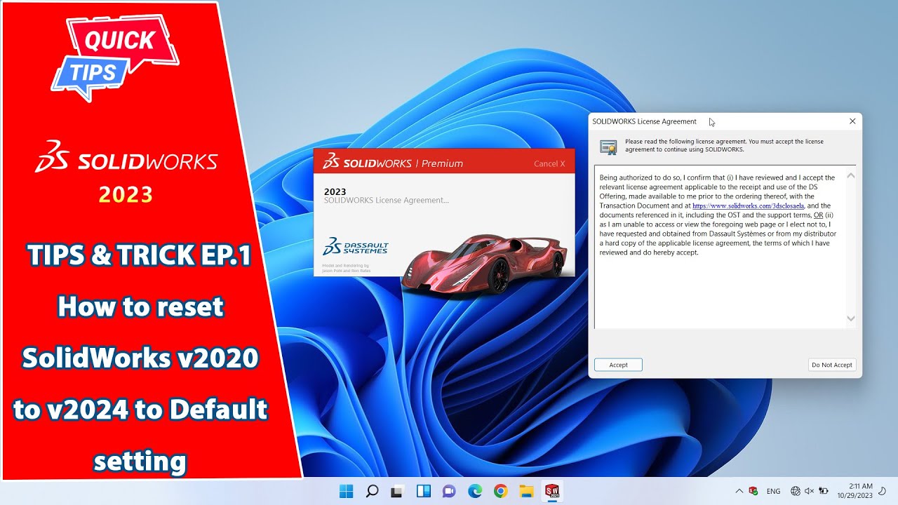 SolidWorks 2023-2024 Tips & Tricks EP.1 - How to reset SolidWorks 2023 to Default setting - YouTube