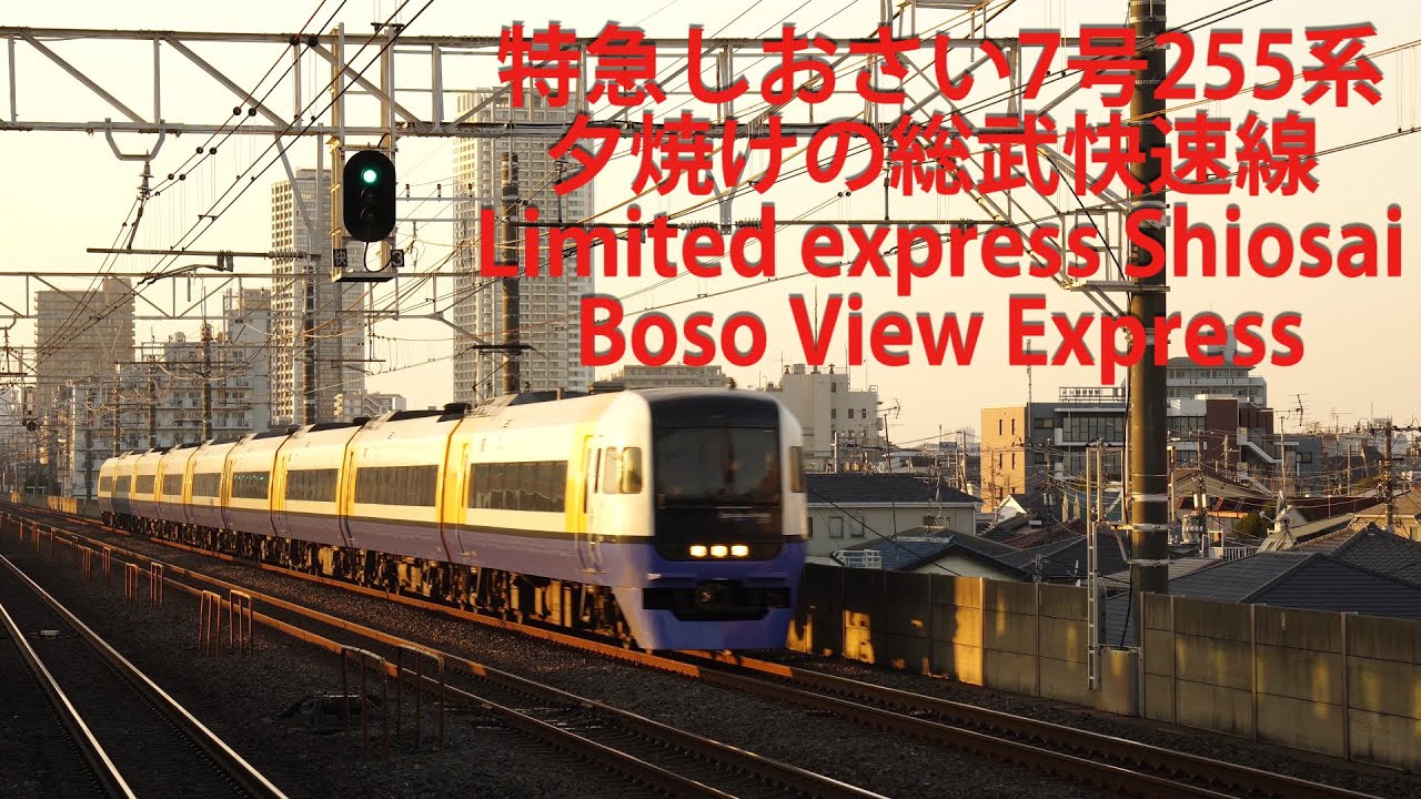 特急しおさい7号255系・夕焼けの総武快速線 Limited express "Shiosai" Boso View Express ...