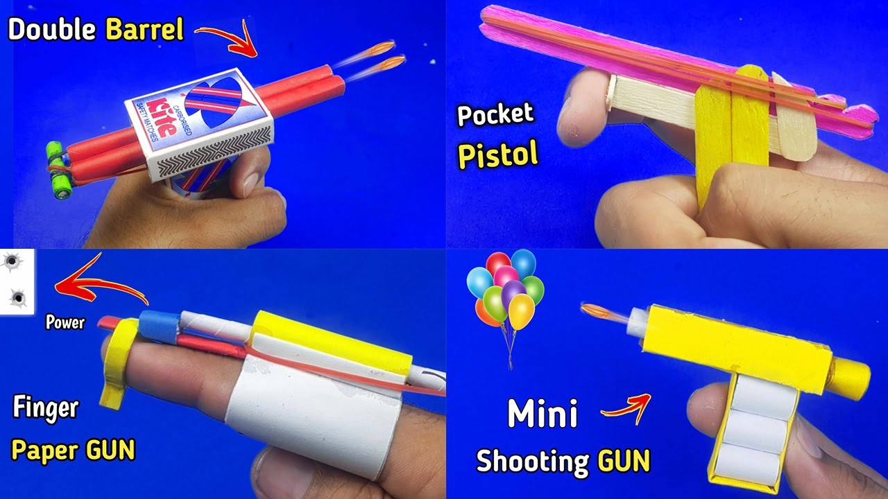 4 Powerful Toy Gun Making Easy | Paper Gun | Rubber band Gun - YouTube