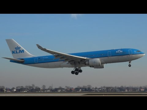 [4K] PH-AOC | KLM Airbus A330-200 Landing Amsterdam Runway 18R | 6 January 2017