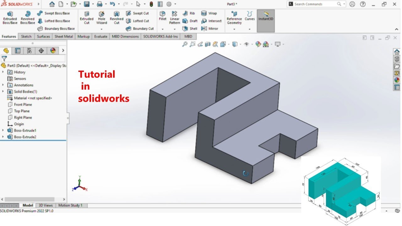 3D modeling soliworks tutorial 1 - YouTube