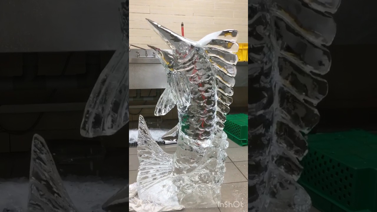 Ice carving fish | ice decoration | ice showpiece - YouTube