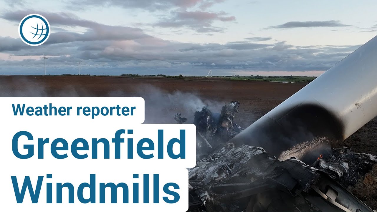 Wind turbines knocked over by tornado in Greenfield, Iowa - YouTube