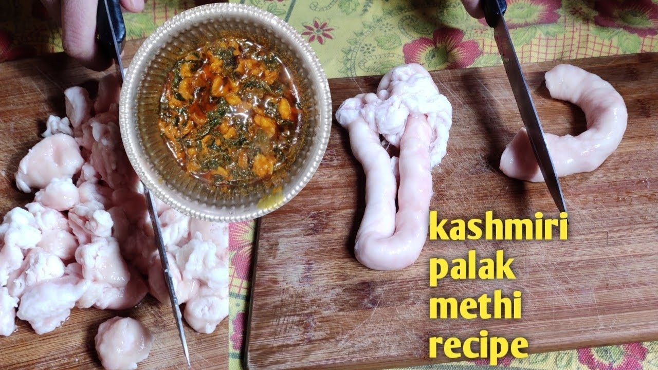 Palak Methi Maaz | Cooking sheep intestine | wazwan special recipe ...