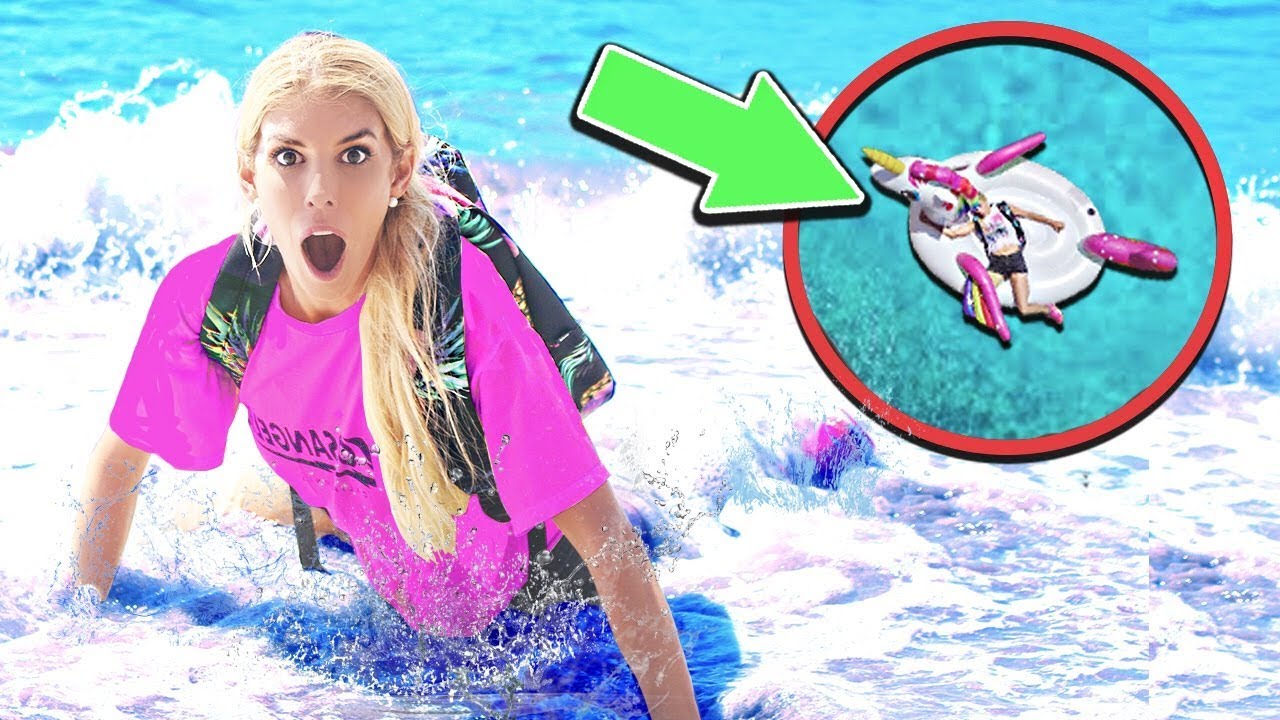 i WOKE UP in the OCEAN on an ABANDONED inflatable Unicorn! (trapped ...
