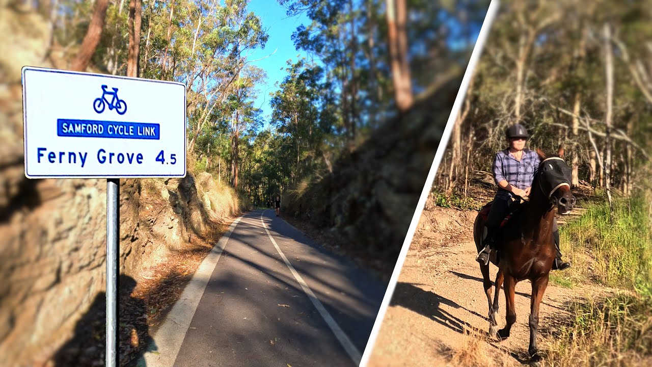 Downhill riding the Samford to Ferny Grove rail trail - YouTube