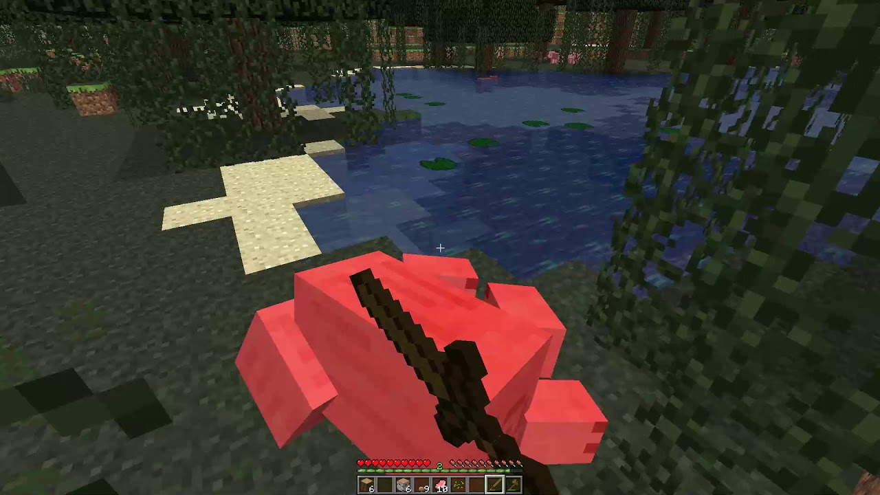 Killing pigs in a older version of minecraft while listening to ...