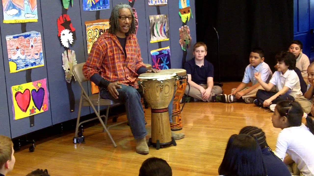 Students Learn about Percussion from a Professional Drummer - YouTube