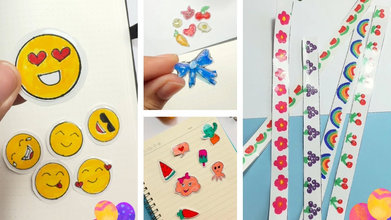 DIY cute sticker paper crafts | How to make Stickers 😍 | Easy Home made ...