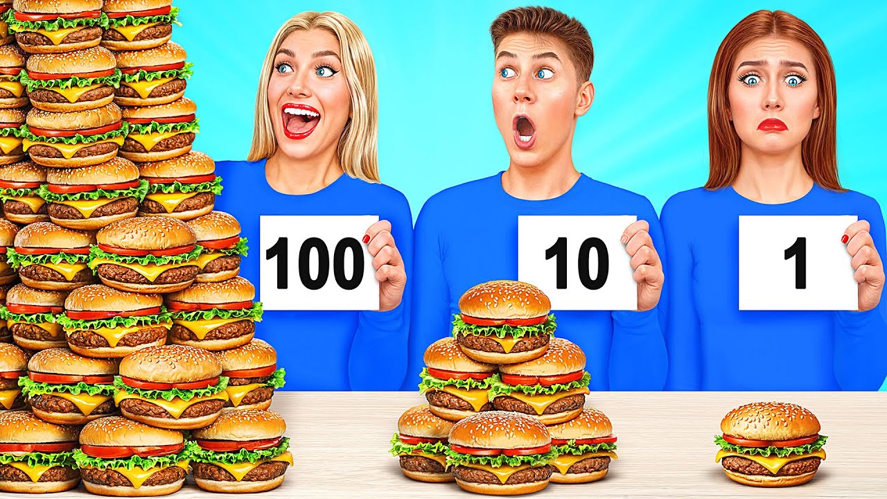 1, 10 or 100 Layers of Food Challenge | Funny Challenges by Multi DO ...