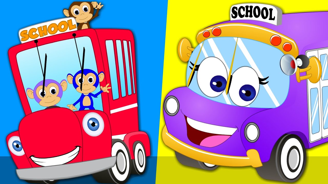 Wheels on the bus goes round and round | Nursery rhymes for kids and ...