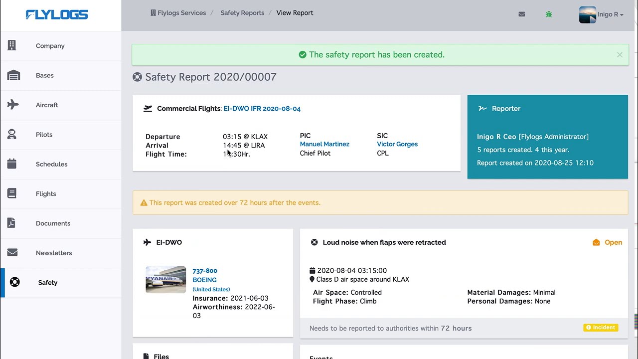 Create a Safety report in Flylogs SMS - YouTube