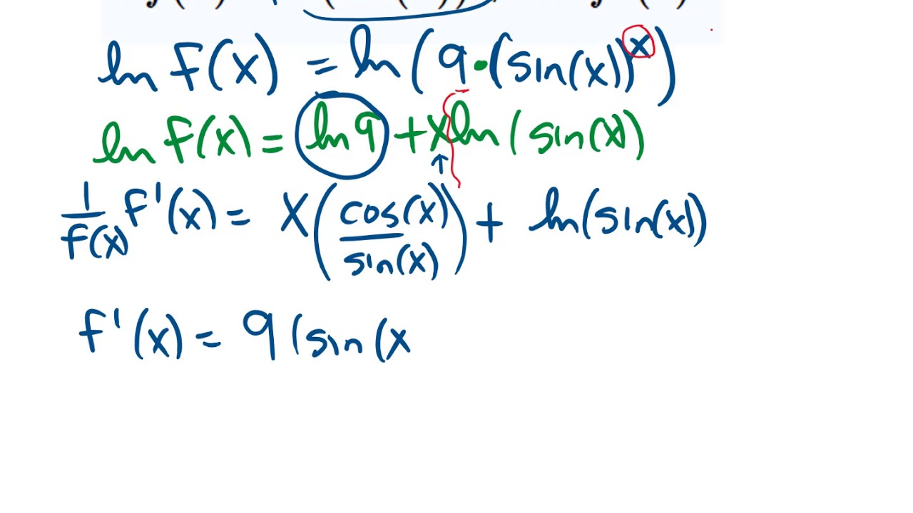 Implicit Differentiation to Find 9(sin(x))^x - YouTube
