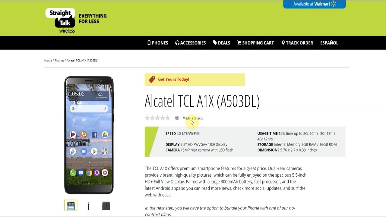 TCL A1X (A503DL) | Straight Talk - YouTube