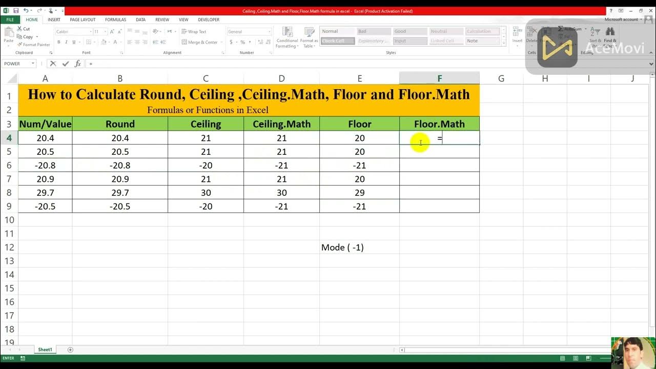 How to Use Ceiling ,Ceiling.Math and Floor, Floor.Math formula or Functions in MS excel - YouTube
