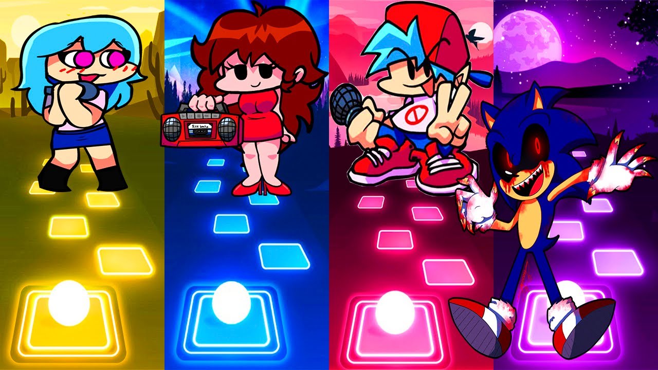 FNF Sky - FNF Girlfriend - FNF Boyfriend - FNF Sonic| Tiles Hop EDM ...