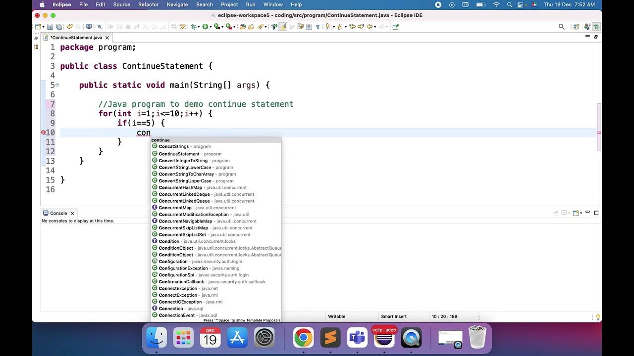 Continue Statement | Java keyword - YouTube