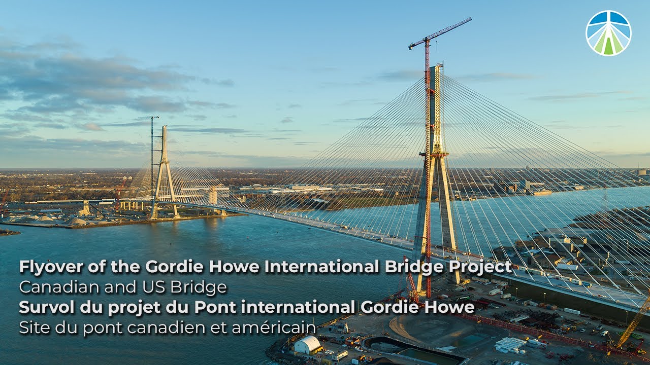 Canadian and US Bridge Flyover | Survol du site du pont canadien et ...