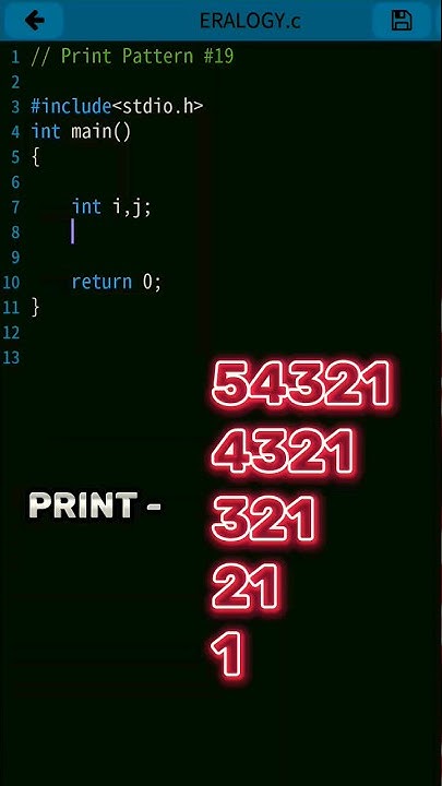 Print Pattern in C | c programming |19| #pattern #coding #c #problem @Eralogy - YouTube