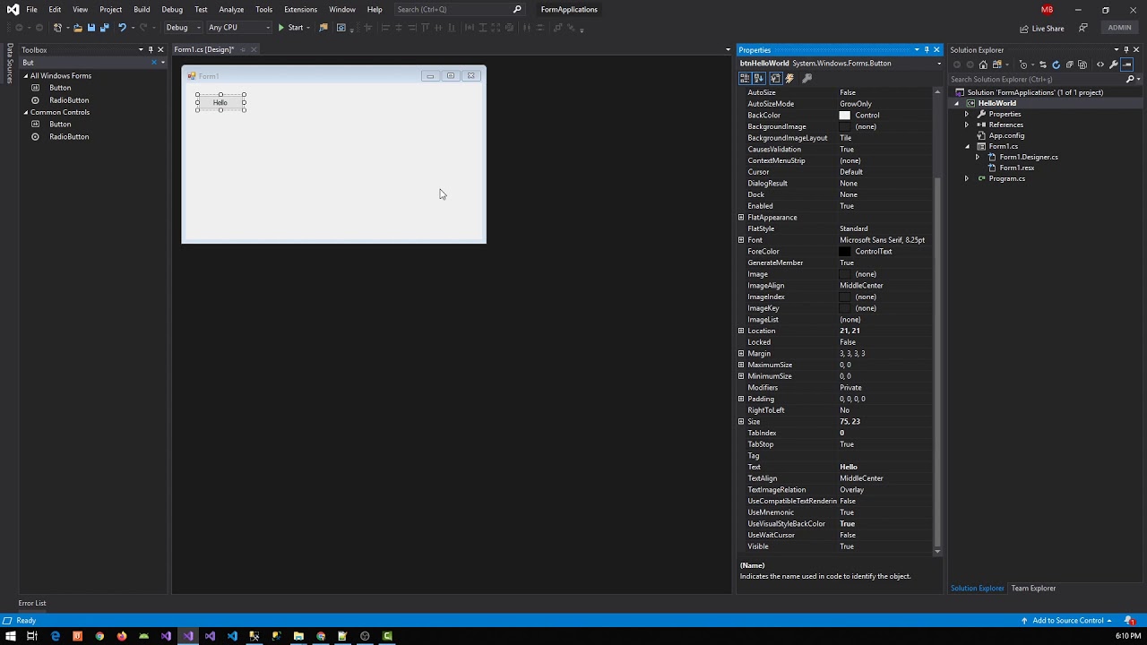 8 - WinForm Examples & HelloWorld Project - YouTube