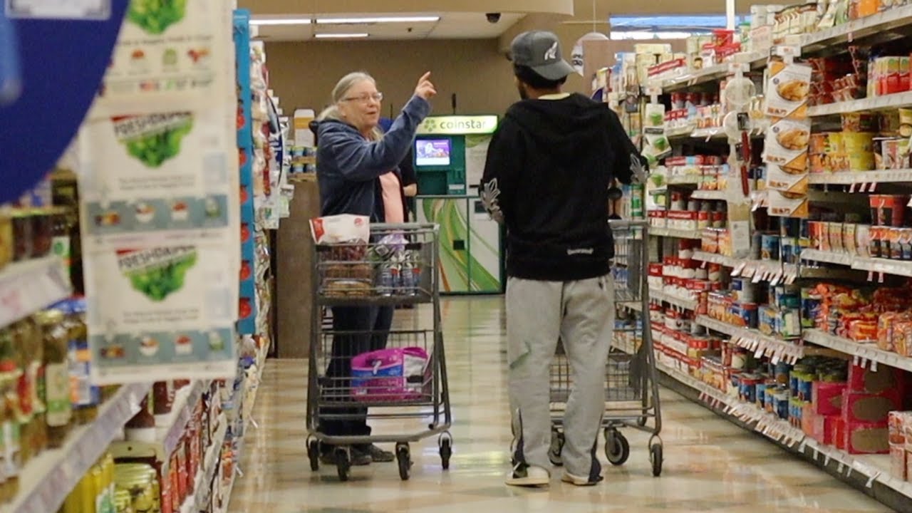 Shopping out of peoples cart prank - YouTube