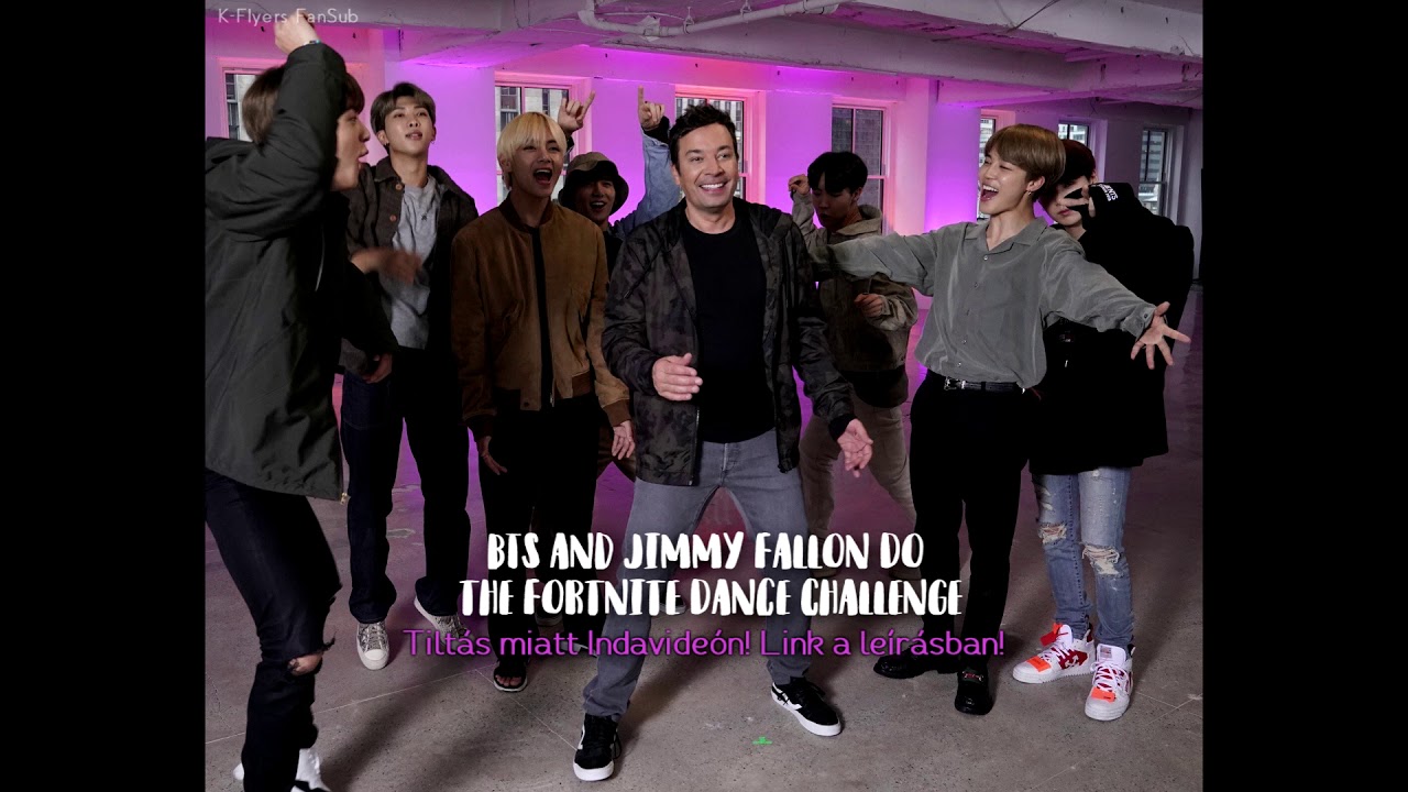 BTS and Jimmy Fallon Do the Fortnite Dance Challenge (HunSub) - YouTube