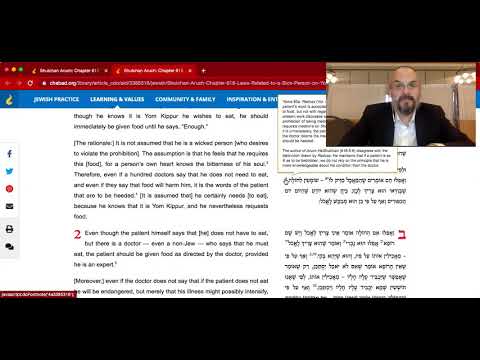 LAWS OF A SICK PERSON ON YOM KIPPUR Pt 1 | Talmud Yoma Ch 8 #055 AR SA ...