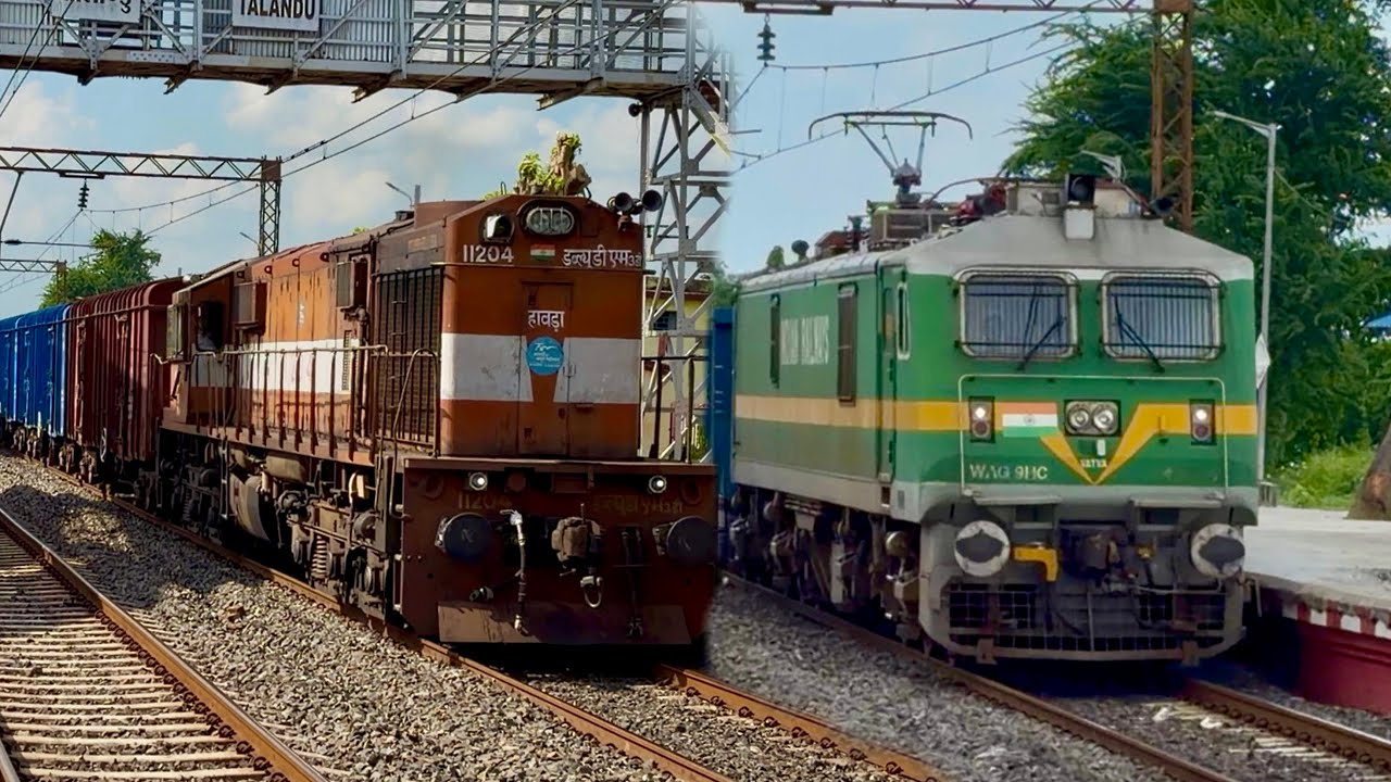 Indian Railways Freight Trains at FULL SPEED | Diesel vs Electric ...