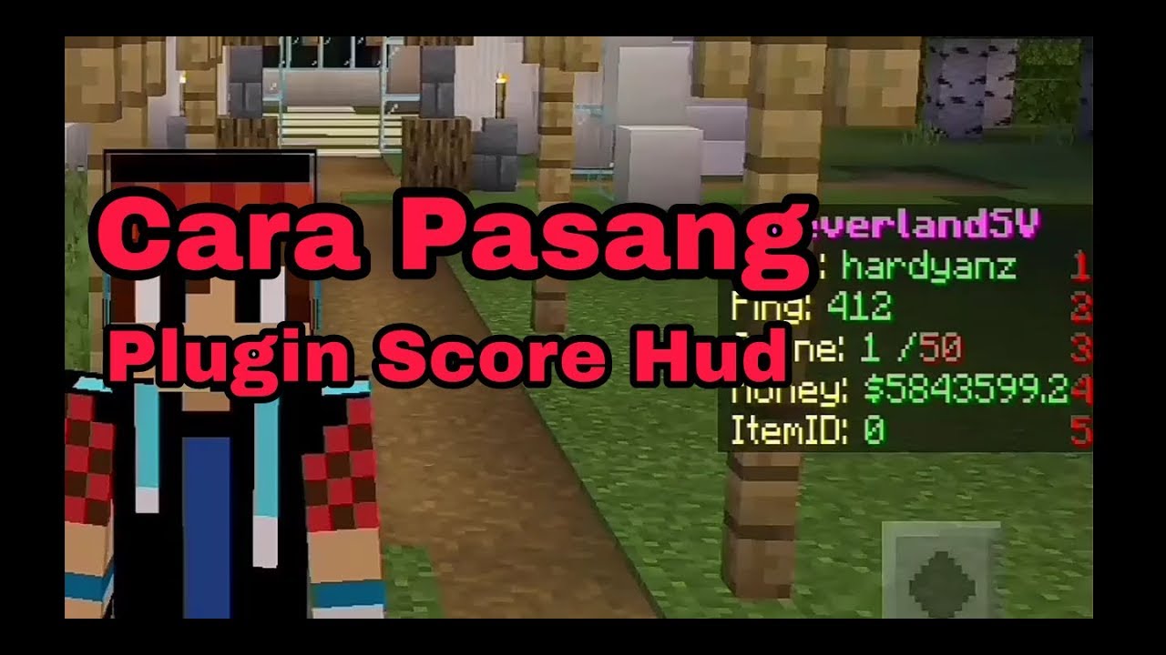 cara pasang plugin score hud di minecraft pe - YouTube