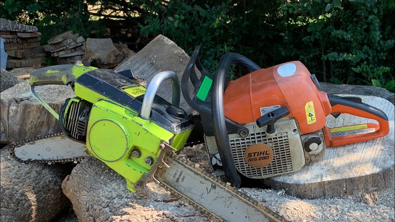 Stihl MS290 vs. Ported Poulan 306a - YouTube