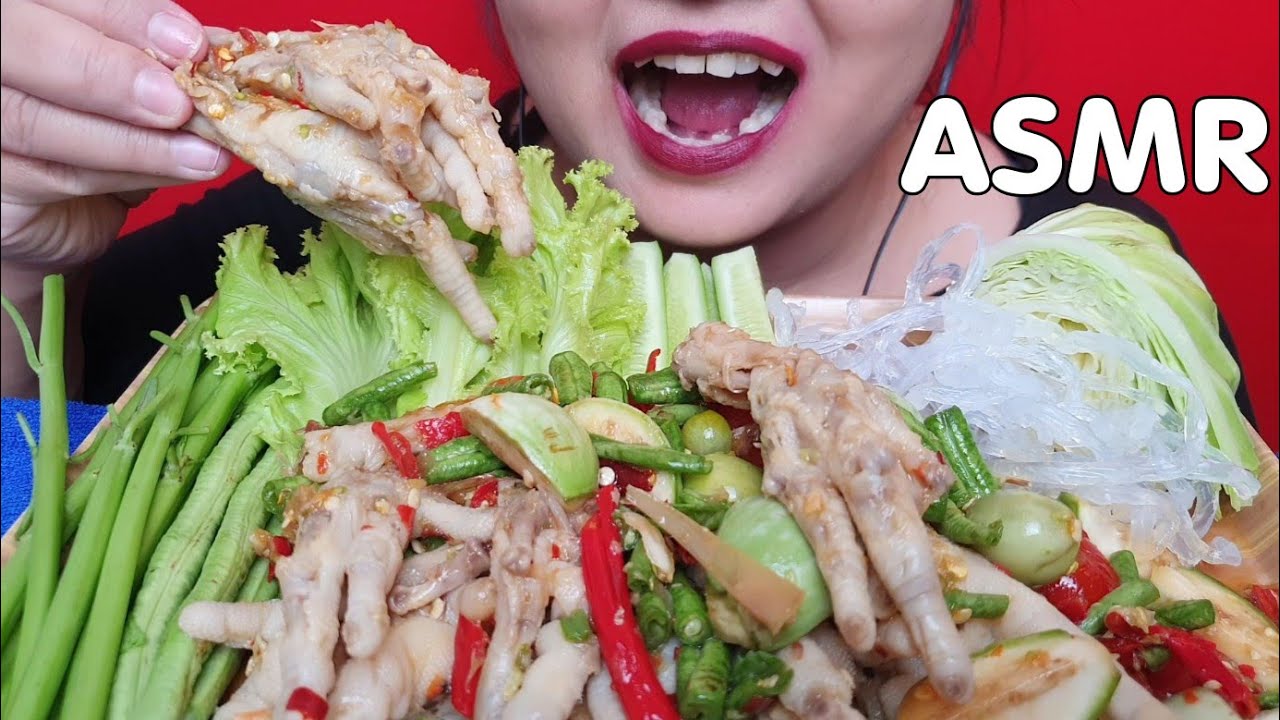 ASMR Spicy Chicken feet Salad |Eating Sounds | Mukbang| GUN ASMR - YouTube