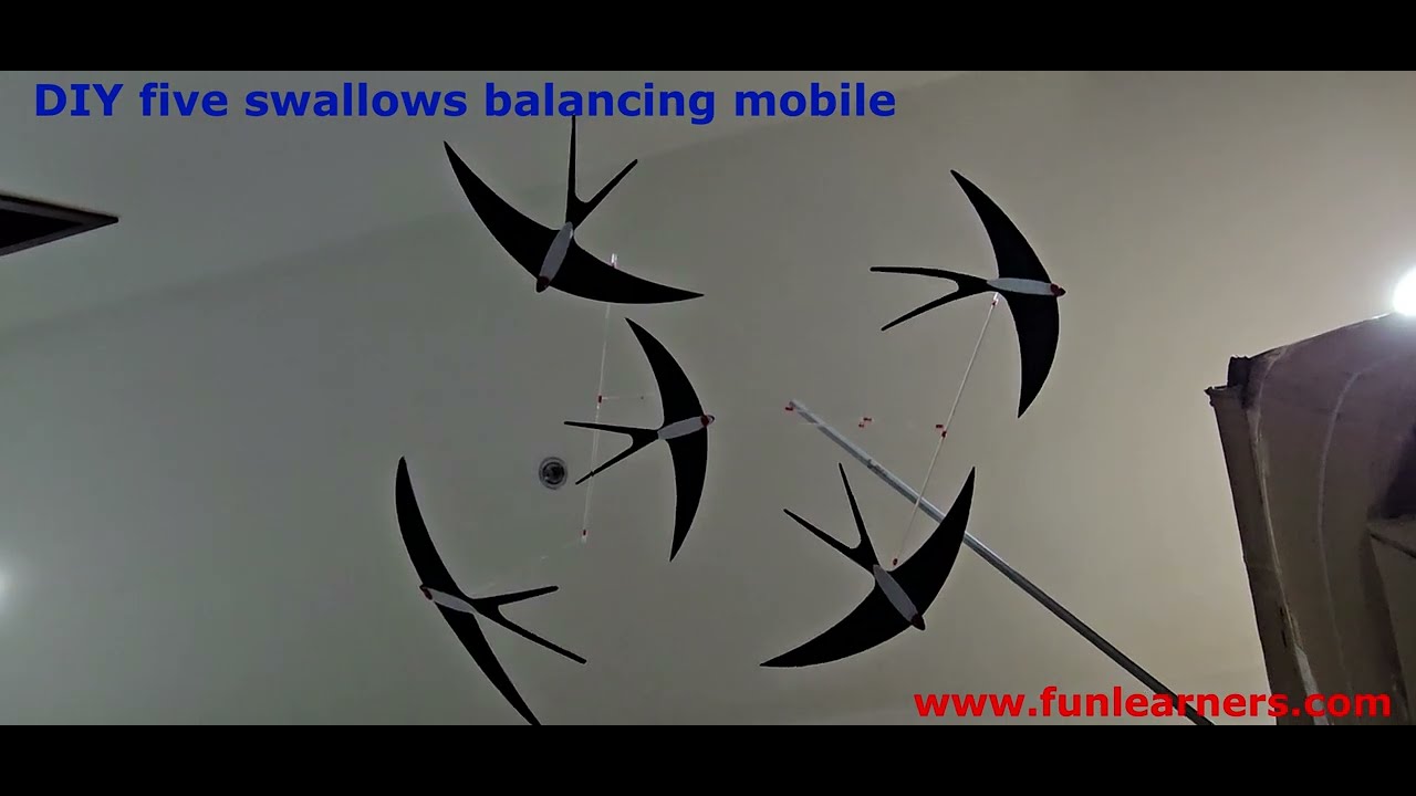 DIY five swallows balancing mobile - YouTube
